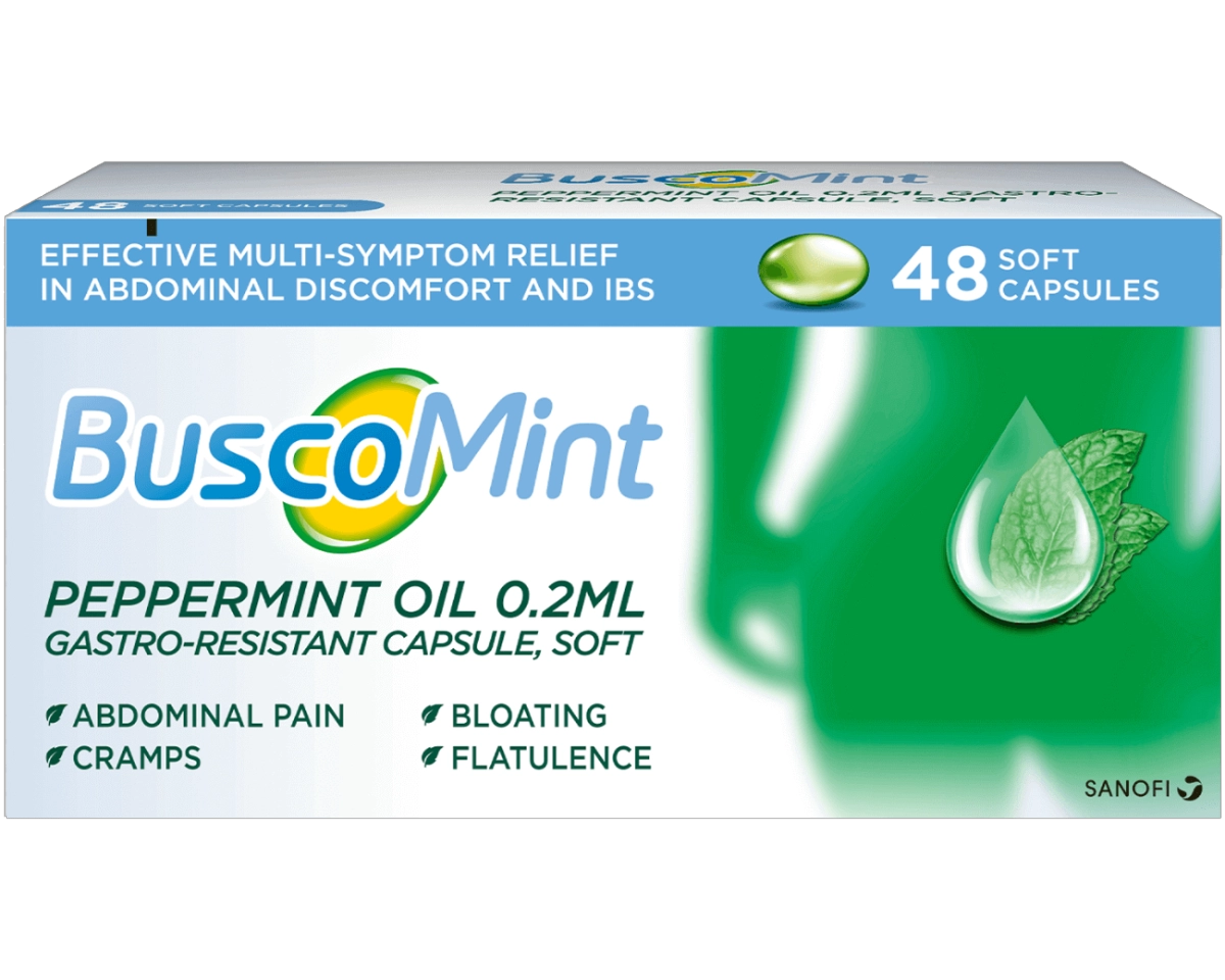 Buscomint® |3-in-1 Relief - Stomach Pain, Cramps & Bloating